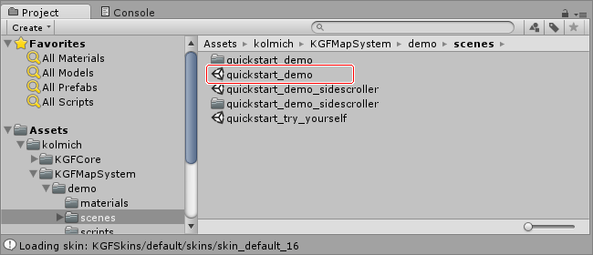 按下「播放」按鈕進行測試，遊戲畫面並沒有出現小地圖，而是顯示紅色的錯誤訊息，您需要選取 KGFMaySystem 遊戲物件並修正所有的問題。
